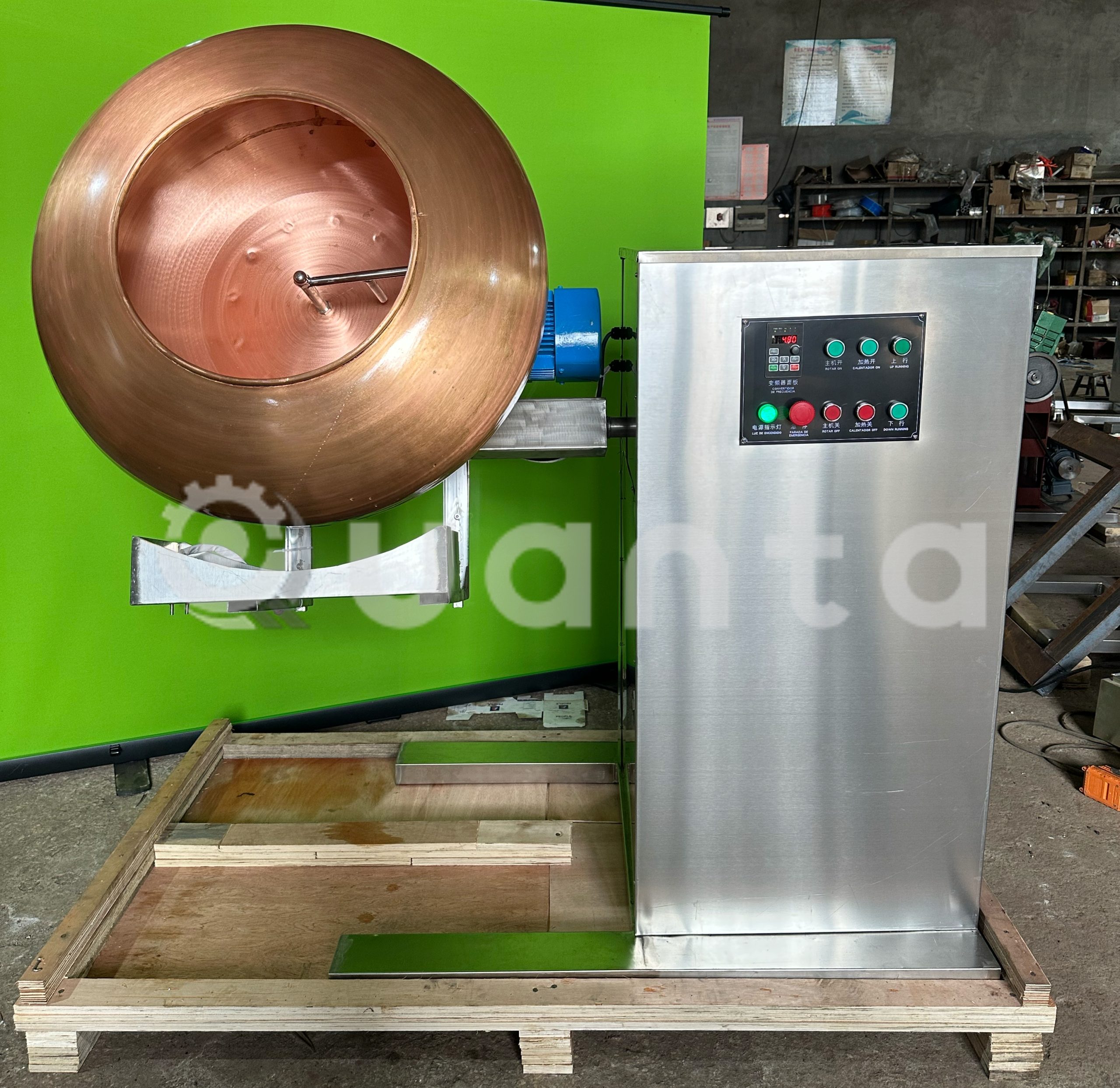 One Unit of Copper Coating Pan Machine is ready for shipping to Bolivia - Quanta Machinery